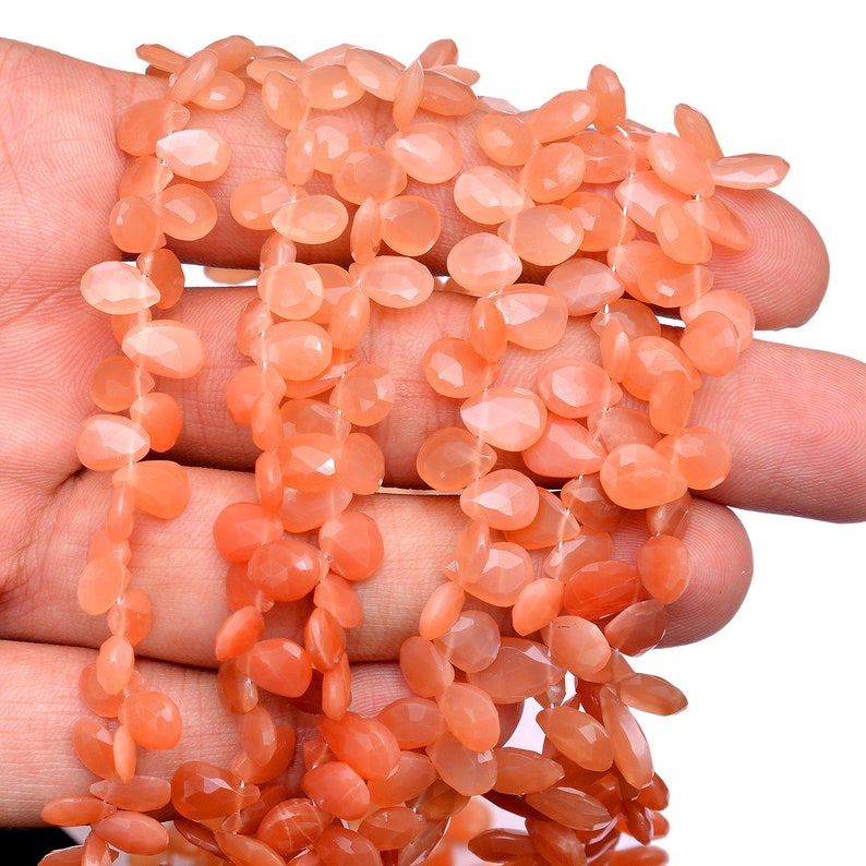 Natural Peach Moonstone Gemstone 6x9mm Faceted Pear Briolettes - Etsy UK