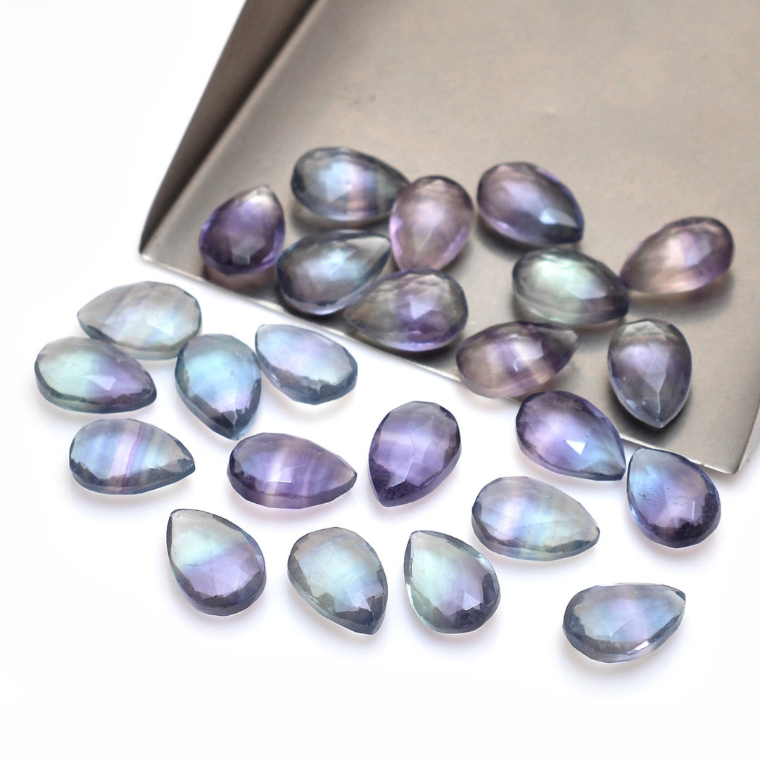 Natural Fluorite Gemstone 8x12mm Pear Briolettes AAA Multi Fluorite ...