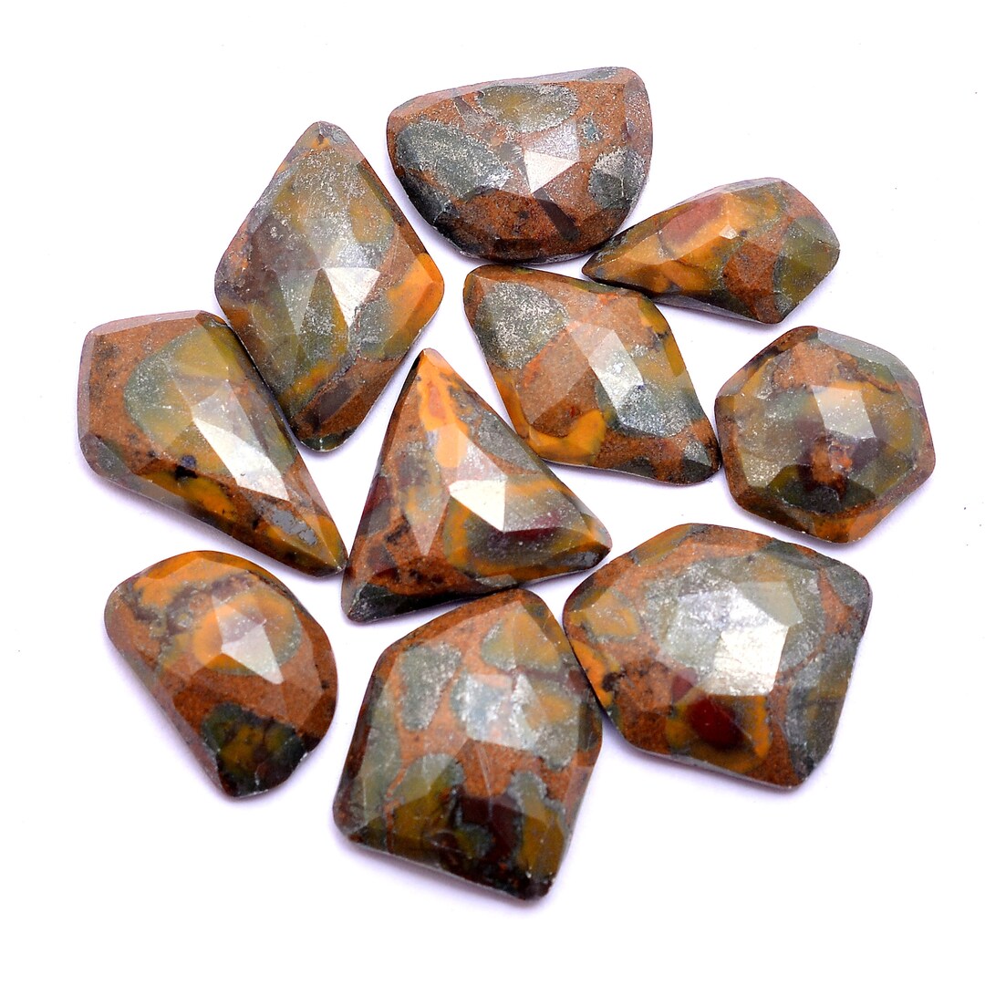 Natural Fruit Jasper Gemstone Fancy 13mm-20mm Faceted Rosecut Mix Lot ...