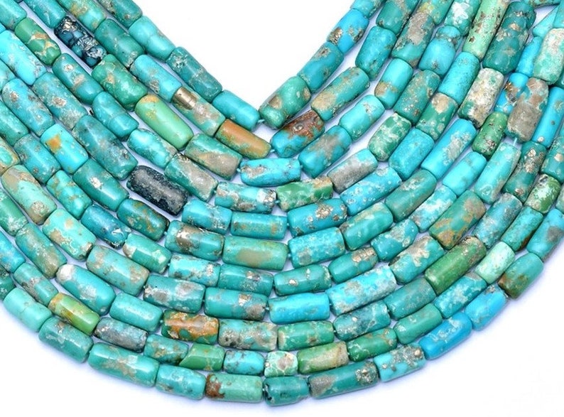 Natural Turquoise Gemstone Smooth Tube Fancy Beads ~ Turquoise Semi ...