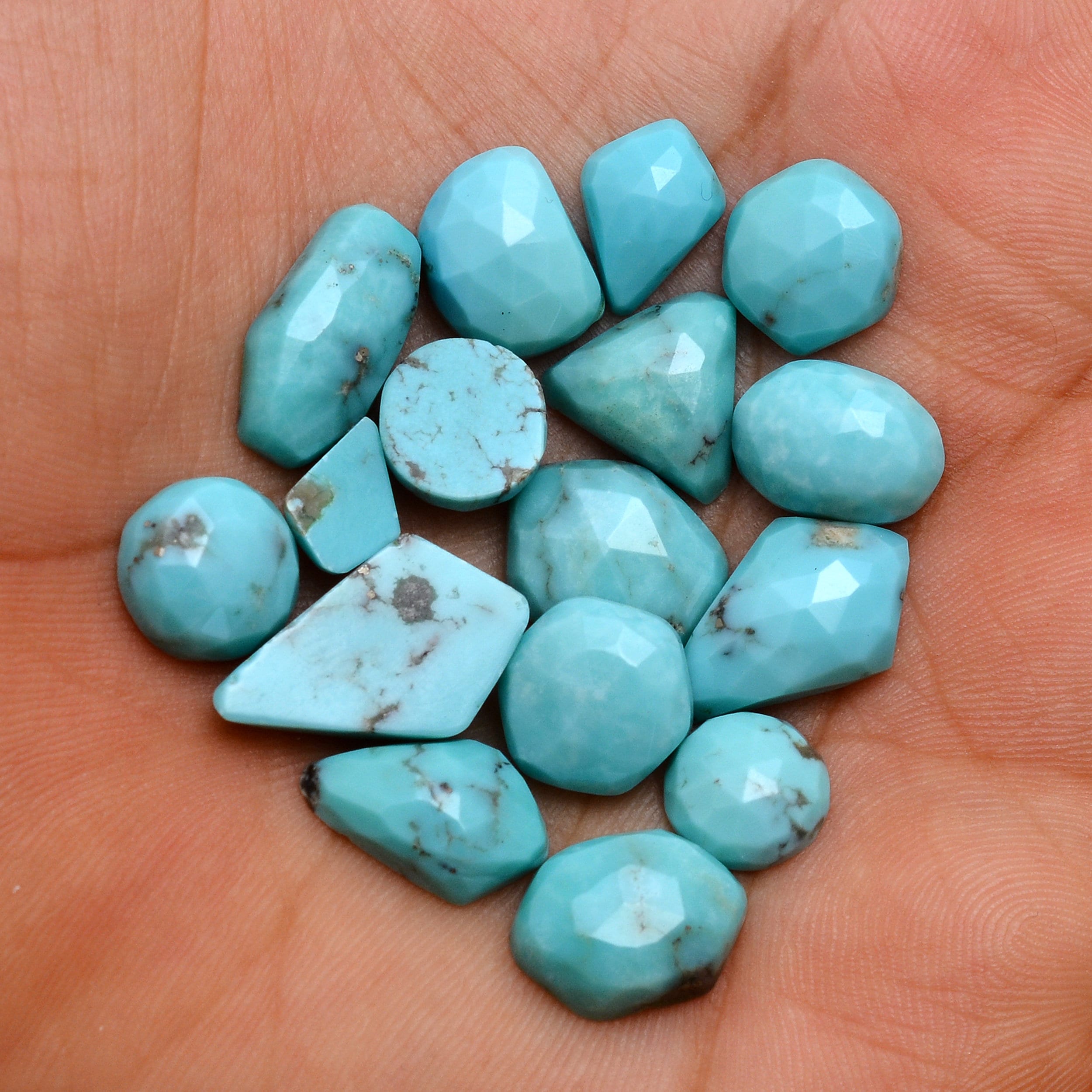 Natural Turquoise Semi Precious Gemstone 10mm-19mm Flat Back | Etsy