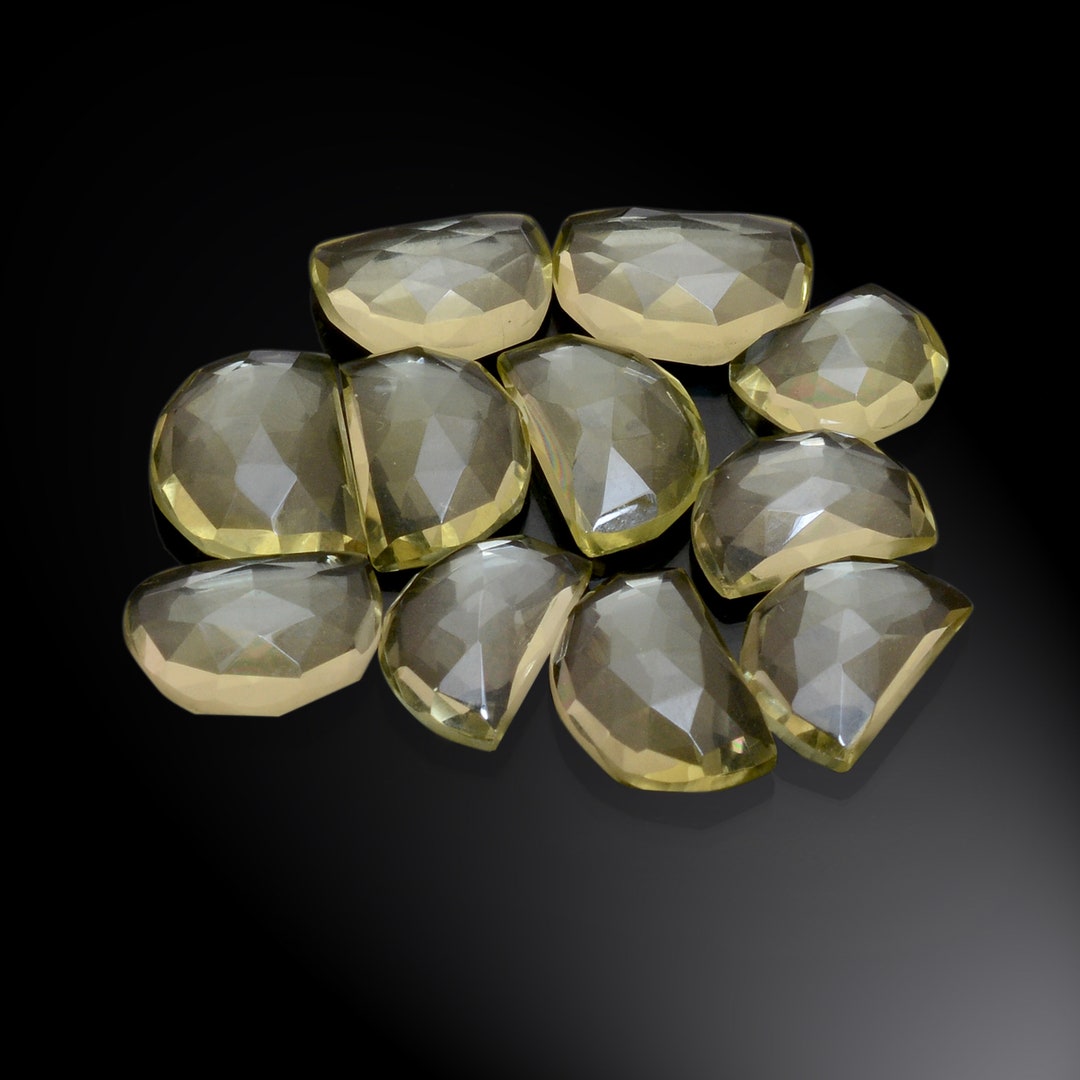 Yellow Lemon Quartz Half Moon Faceted Rose Cuts ~ Natural Lemon Quartz ...