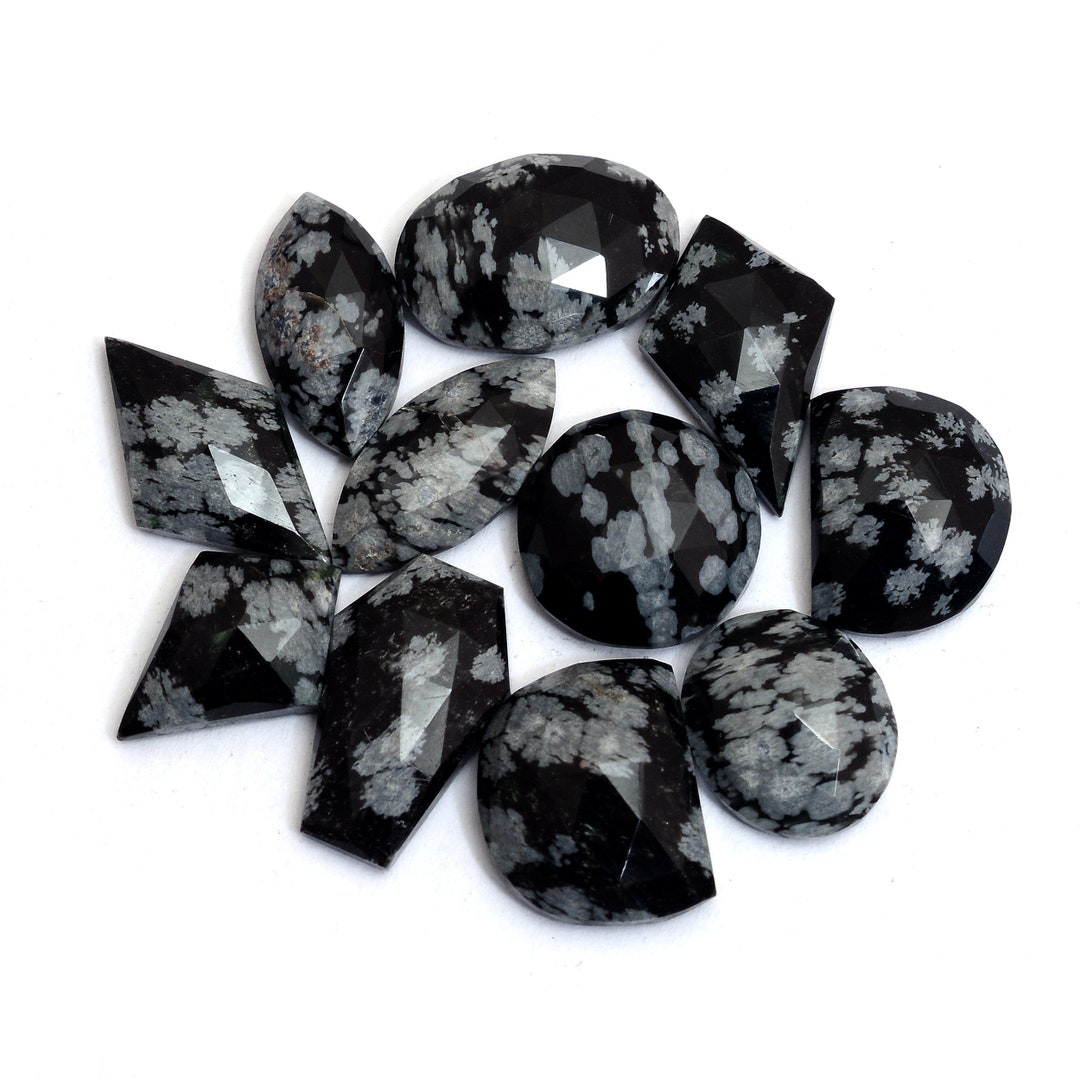 Obsidienne flocon de neige naturelle 15mm-17mm Dos plat à facettes Rose ...