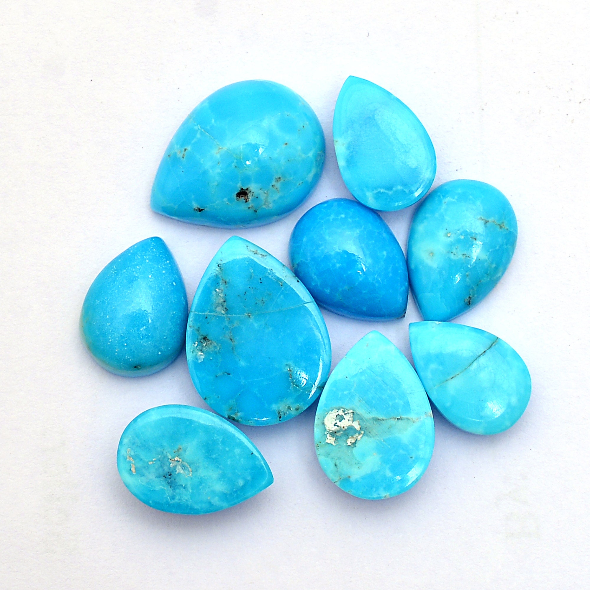 Arizona Turquoise 8x12mm-12x16mm Smooth Pear Flat Back Loose Cabochon ...