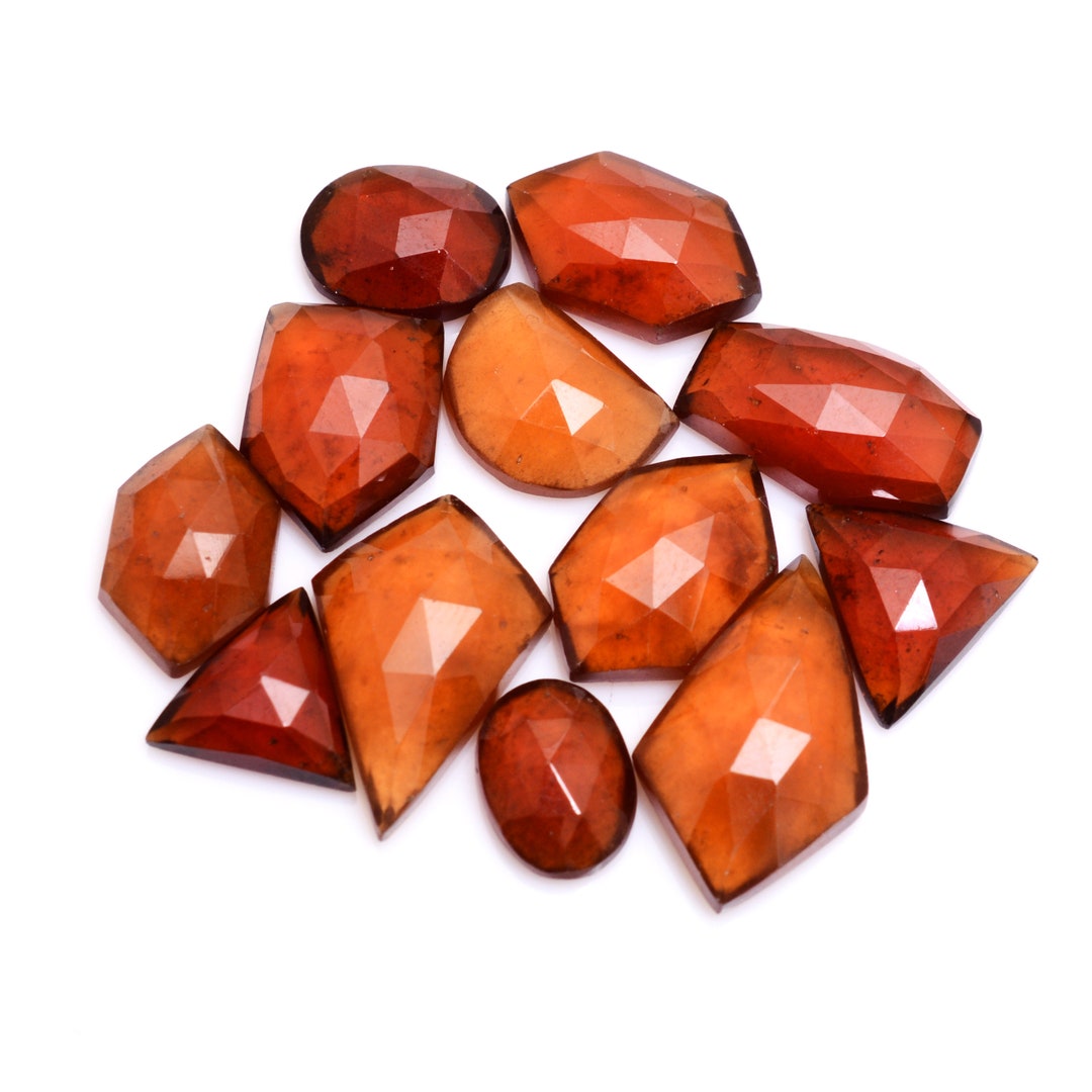 Hessonite Fancy Mix Shape Lot ~ Natural Hessonite Gemstone Rose Cuts ...