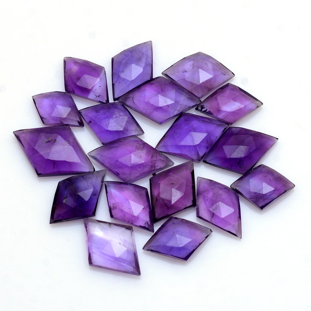 Amethyst Faceted Lozenge Rosecuts ~ Natural Amethyst Loose 13mm-16mm ...