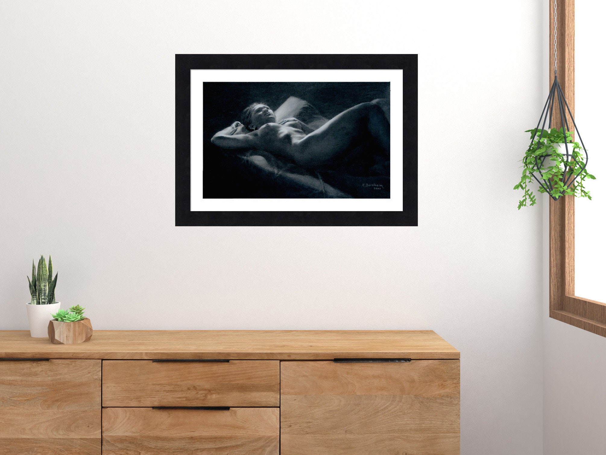 Black and White Drawing Print of Reclining Woman, Female Figure Drawing ...