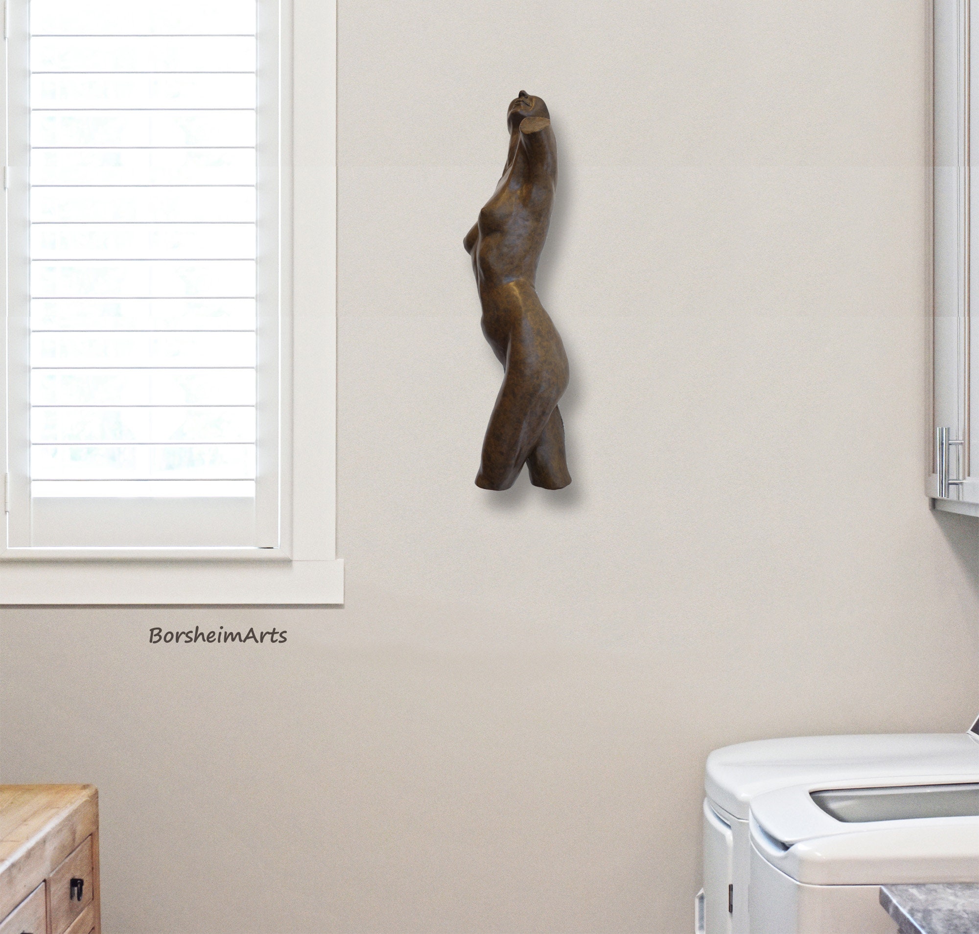 Wall Mounted Sculpture Dance Woman Torso, Bronze Female 3d Tall Narrow ...