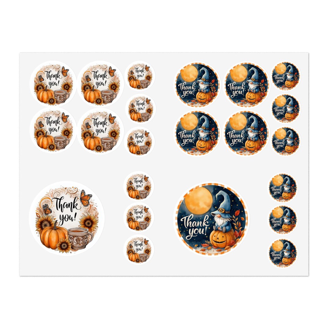 Autumn Thank You Sticker Sheets, Fall Decorations, Pumpkin Theme ...