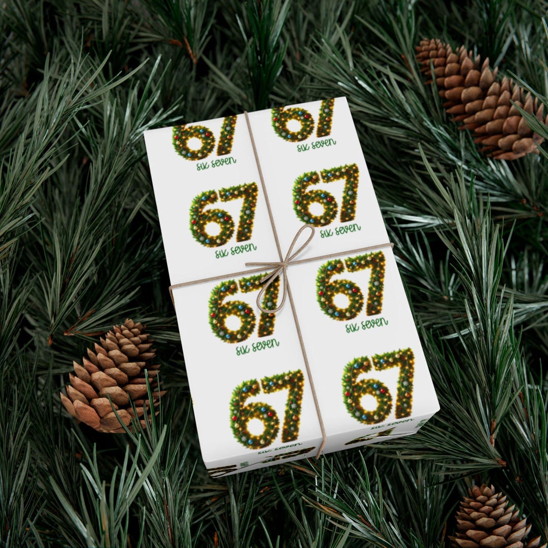 67 Wreath Number Pattern Gift Wrap | Birthday Wrapping Paper - Etsy