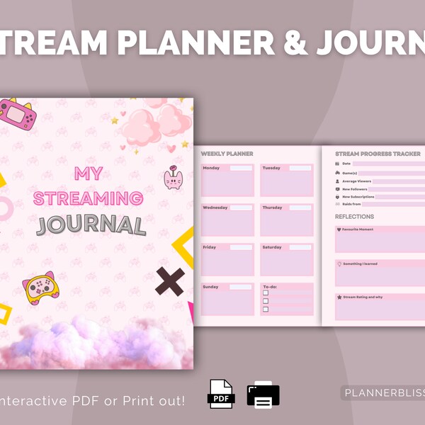 Streamer Journal, Twitch Streamer Planner - Etsy