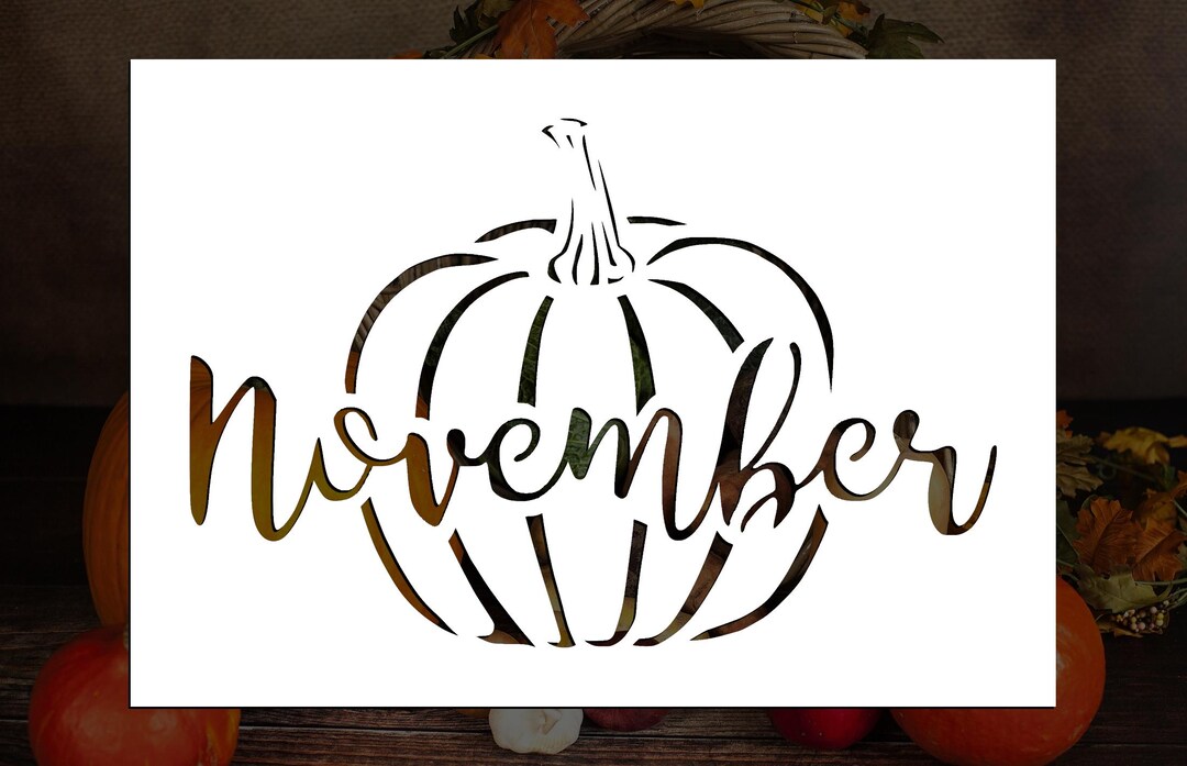 November Pumpkin Stencil Template Digital Download SVG & PNG Cut Files ...