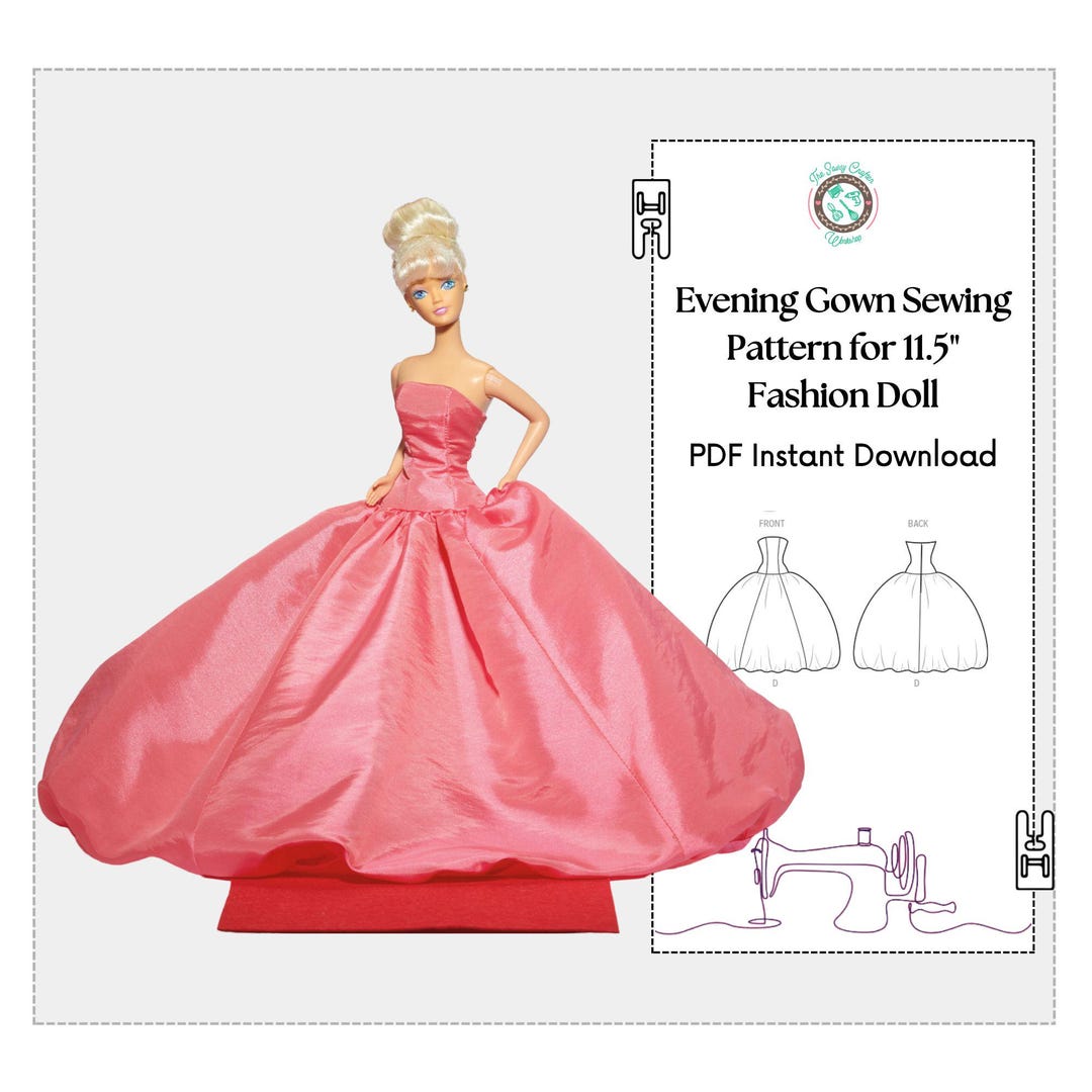 Ball Gown PDF Sewing Pattern for 11.5" Fashion Doll - Digital Sewing ...