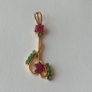 Modern Ruby and Emerald Light Weight Pendant and Earrings Made - Etsy