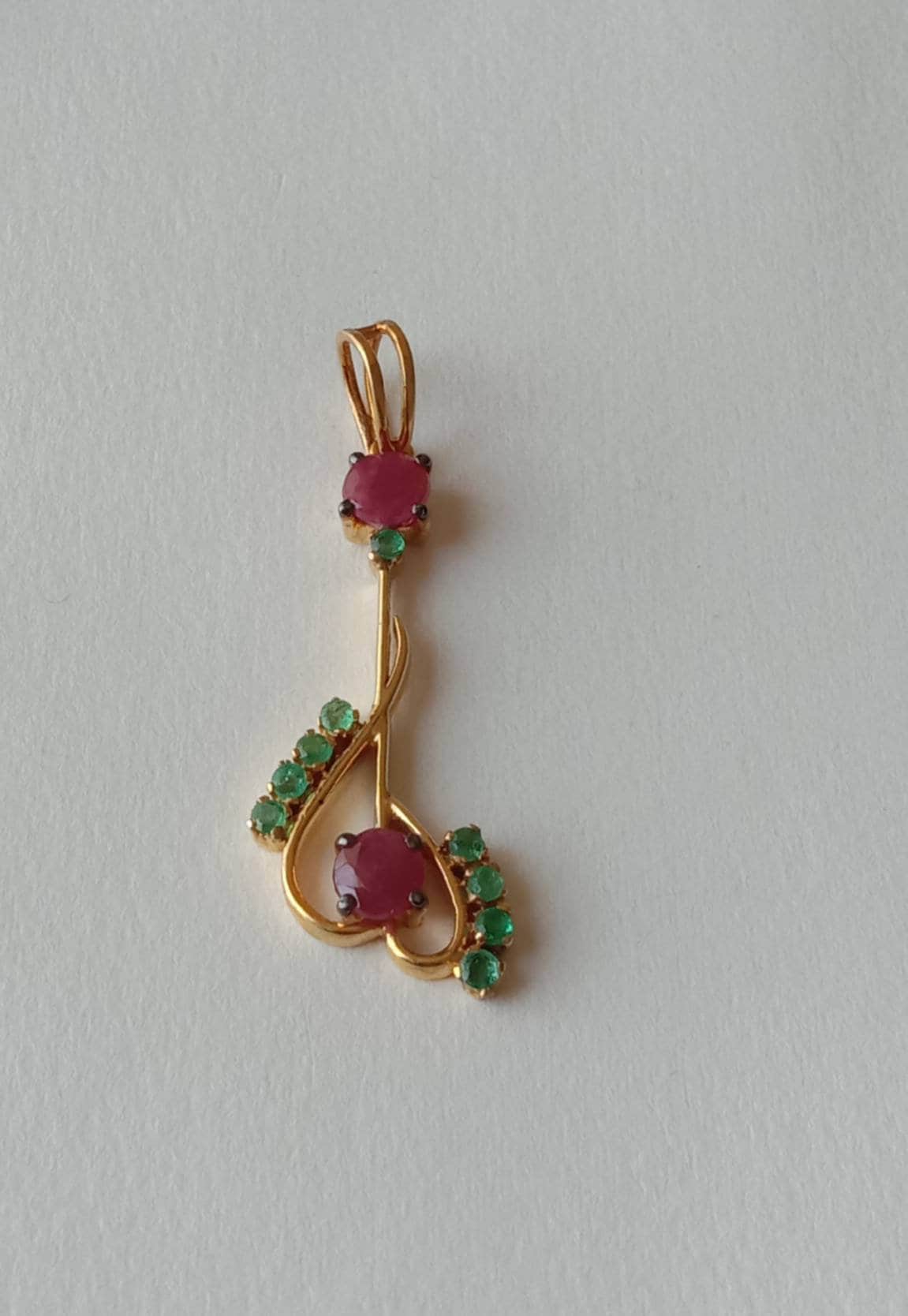 Modern Ruby and Emerald Light Weight Pendant and Earrings Made - Etsy