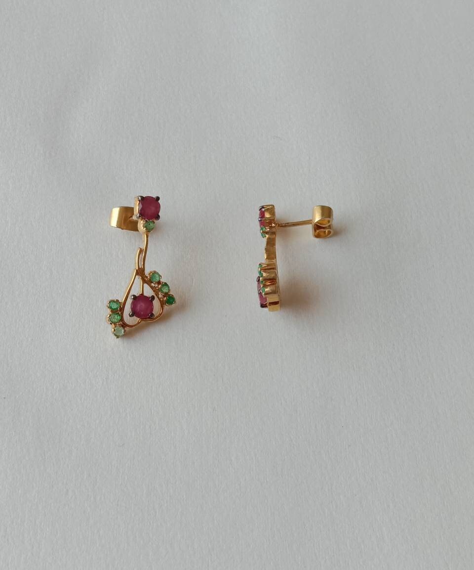 Modern Ruby and Emerald Light Weight Pendant and Earrings Made - Etsy