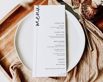 Minimal Menu Template Editable Dinner Menu Digital Download | Etsy
