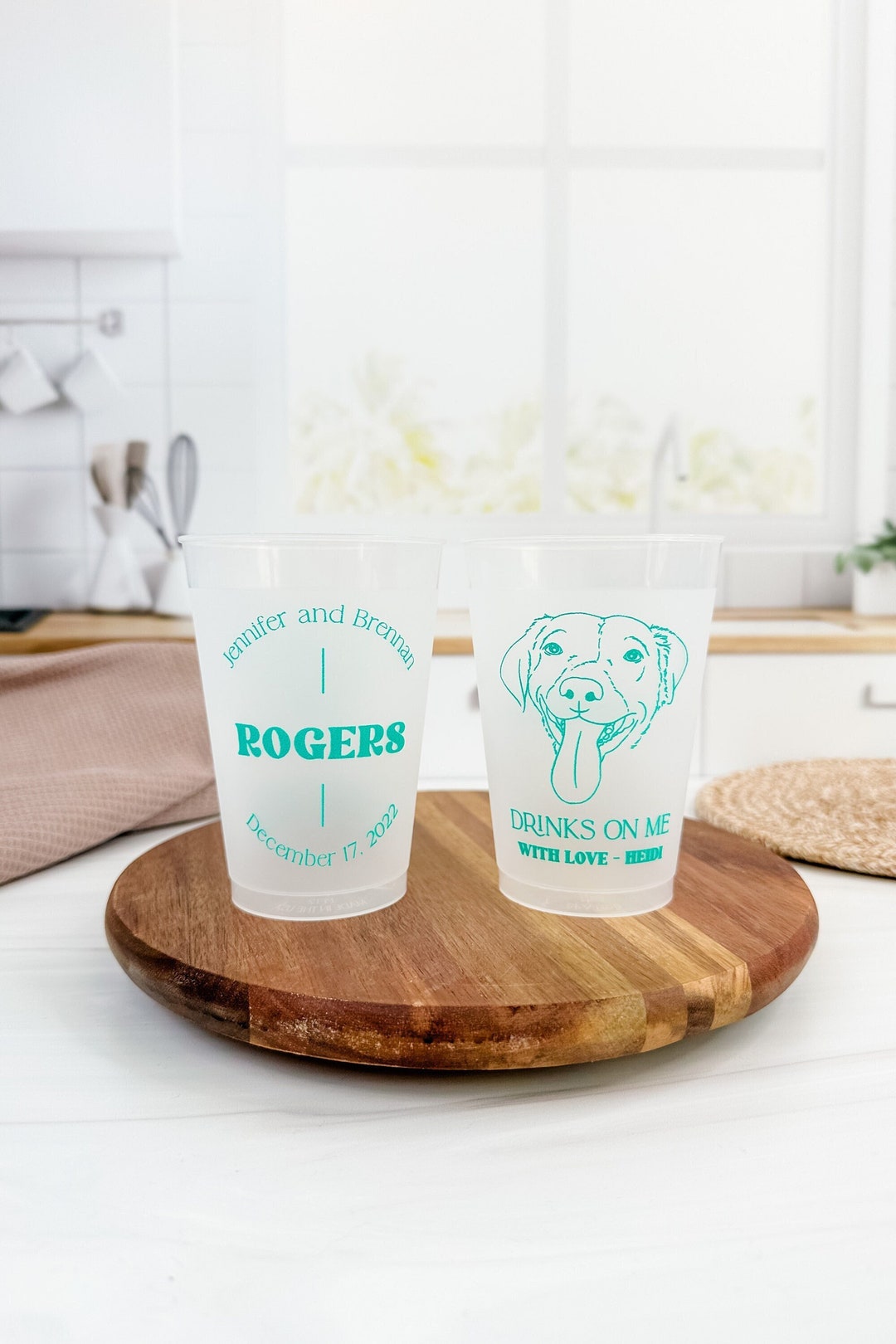 Custom Pet Illustration, Personalized Frosted Cups, Dog or Cat, Plastic ...