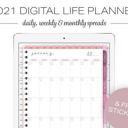 Monday Start Undated Digital Planner Landscape Digital | Etsy