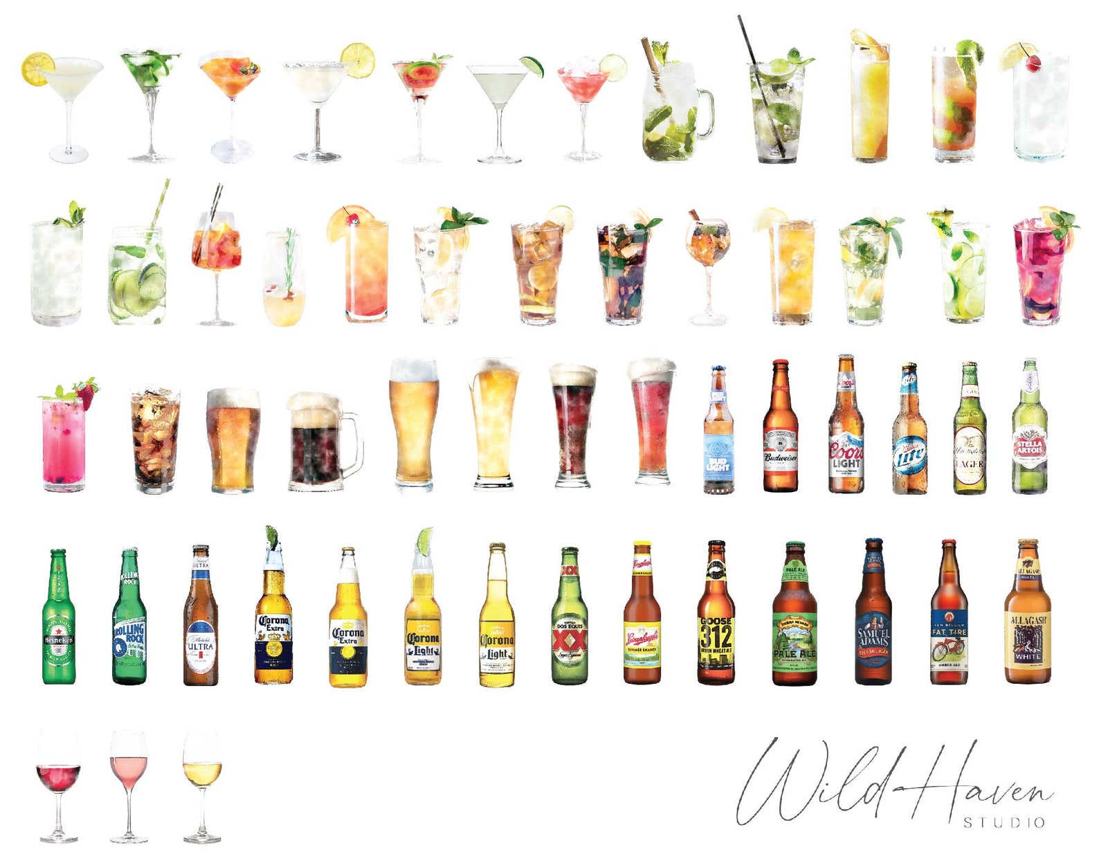 Signature Cocktails Sign Signature Drinks Watercolor | Etsy