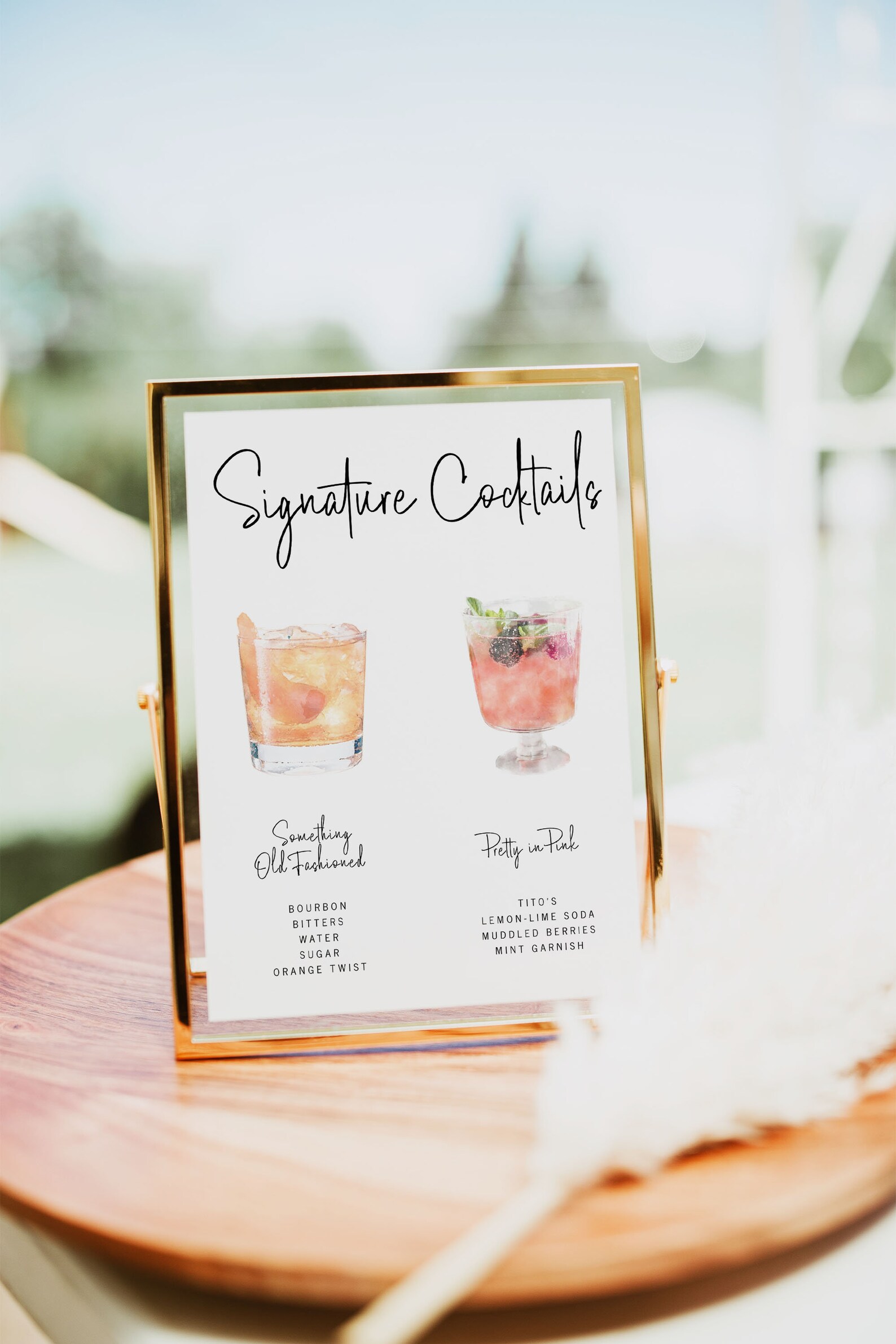 Signature Cocktails Sign Signature Drinks Watercolor | Etsy