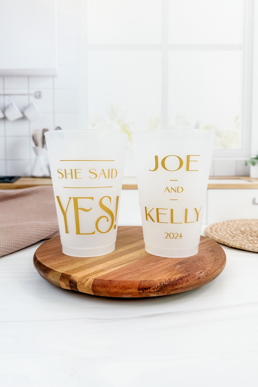Custom Engagement Cups, Frosted Plastic Cups, Engagement Party Favors ...