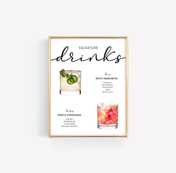 Signature Cocktails Sign Signature Drinks Editable Template - Etsy