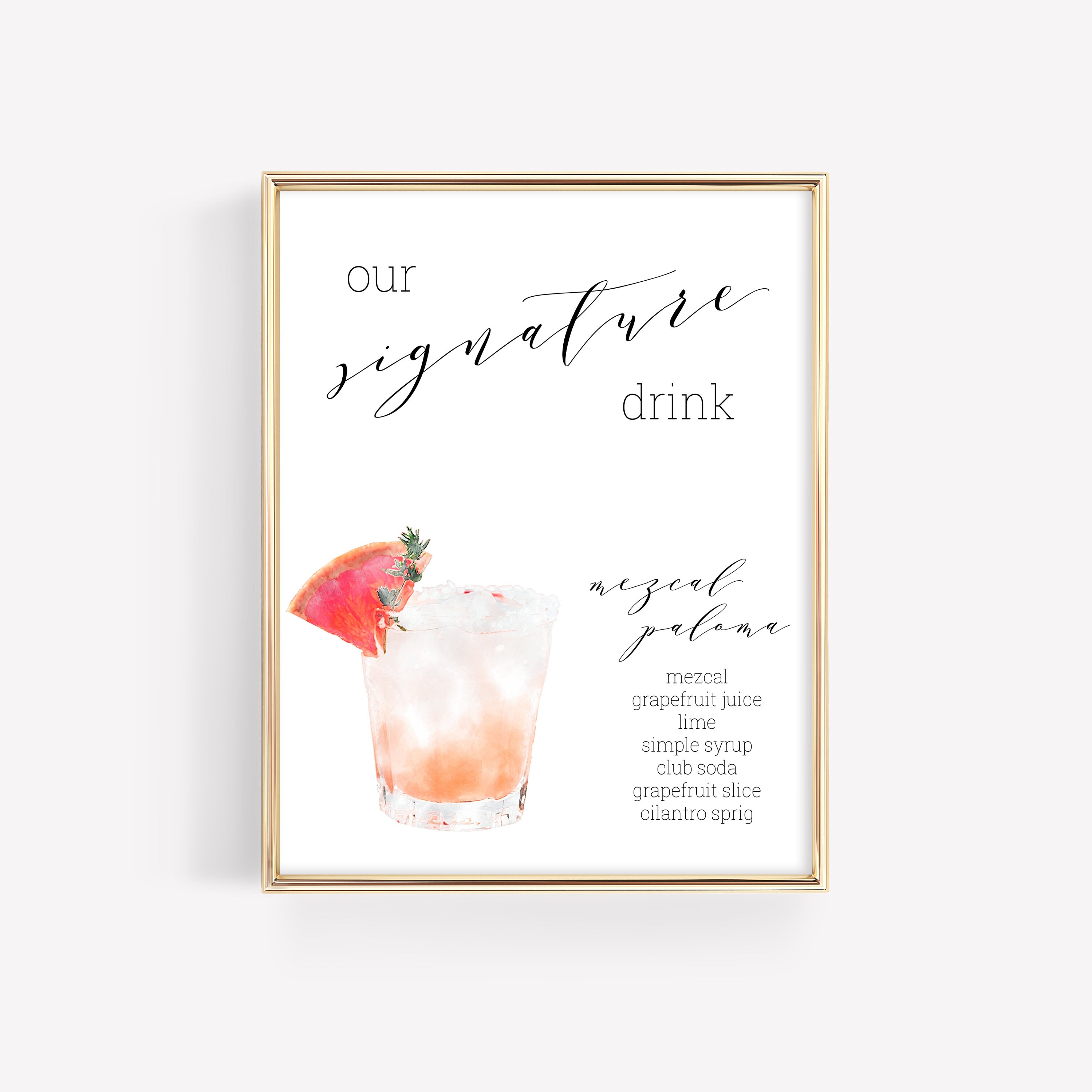 Our Signature Drink Sign Signature Cocktails Bar Menu Sign - Etsy