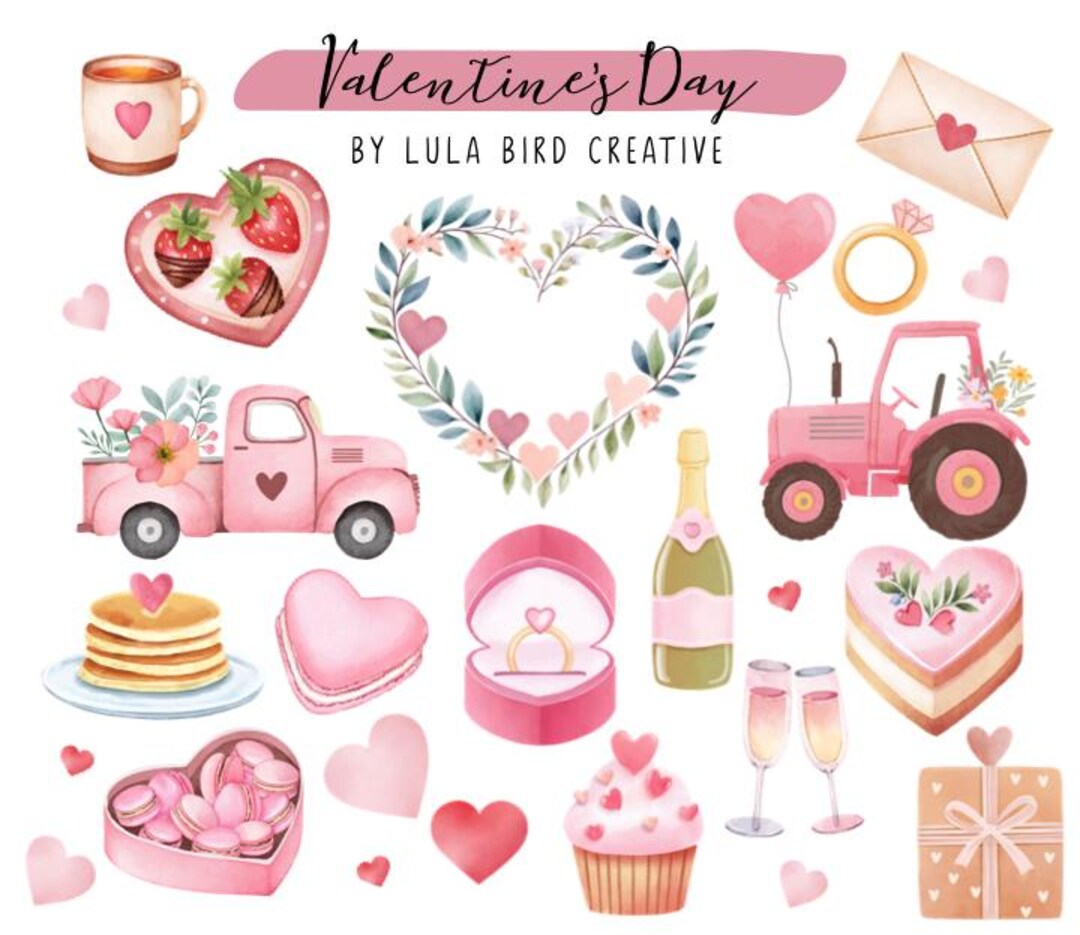 Watercolour Valentine's Clipart Set - Commercial Use Allowed ...
