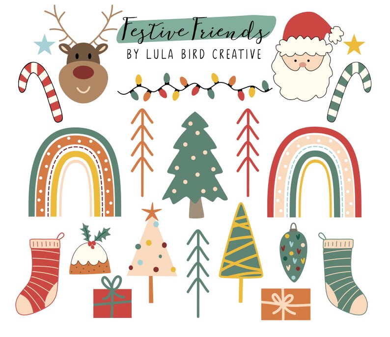 Christmas Clip Art Set - Commercial Use Allowed - Santa, Rudolph ...