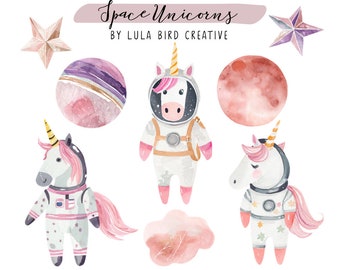 Watercolour Space Clip Art Set - Commercial Use Allowed - Muted Tones ...