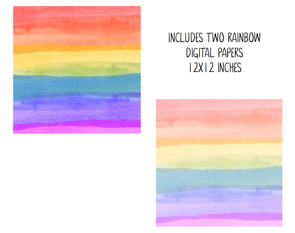 Watercolour Rainbow Clipart Set and Digital Elements - Commercial Use ...