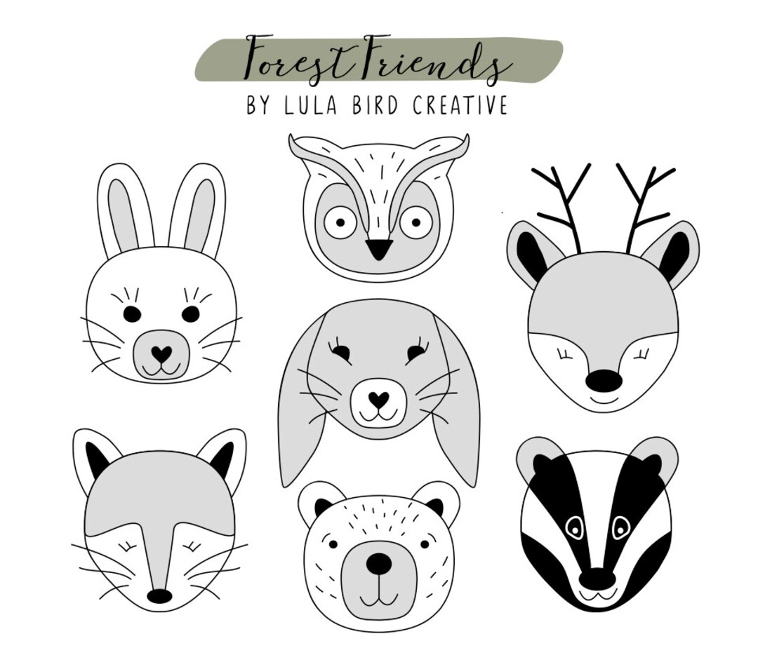 Forest Friends Woodland Animal Clip Art Set - Commercial Use Allowed ...