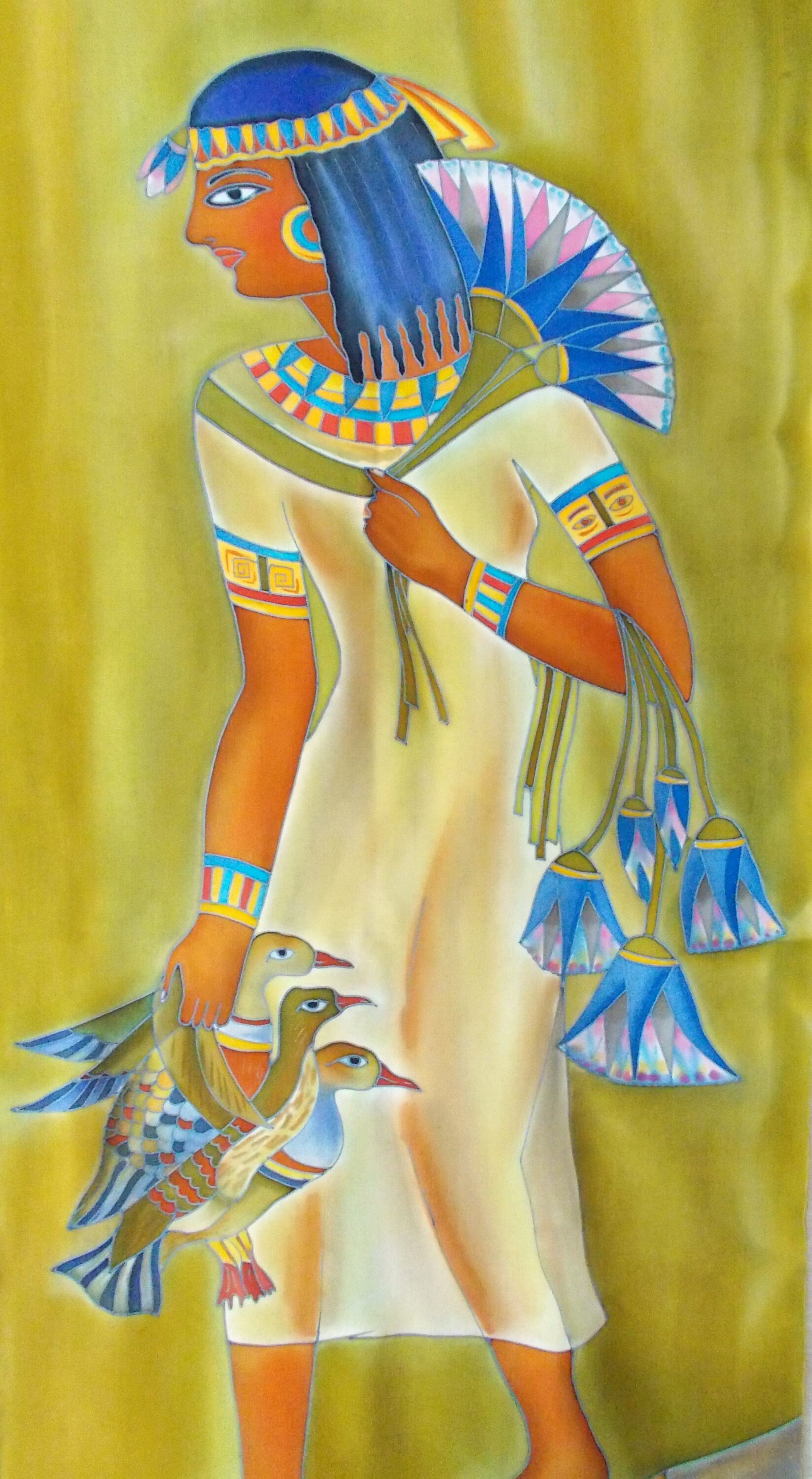 Screen in Batik Technique. Hand-painted. the Fabric is Natural Silk ...