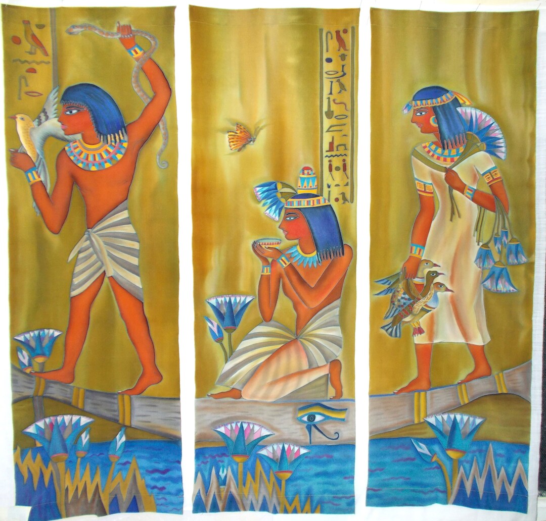 Screen in Batik Technique. Hand-painted. the Fabric is Natural Silk ...