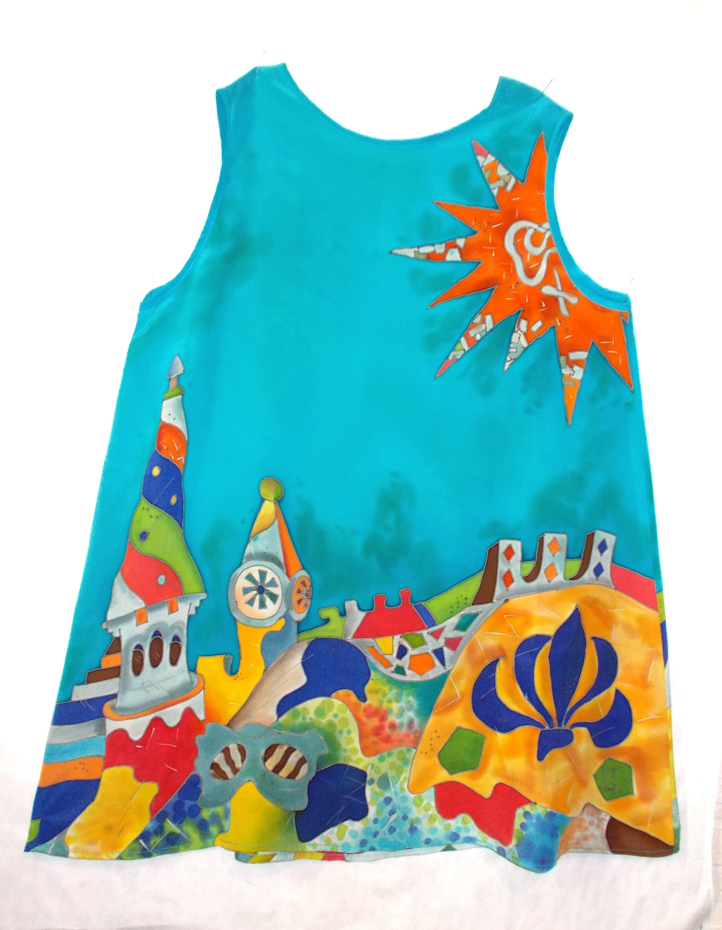 Silk Batik Sundress Gaudis Mozaic Colourful crepe | Etsy