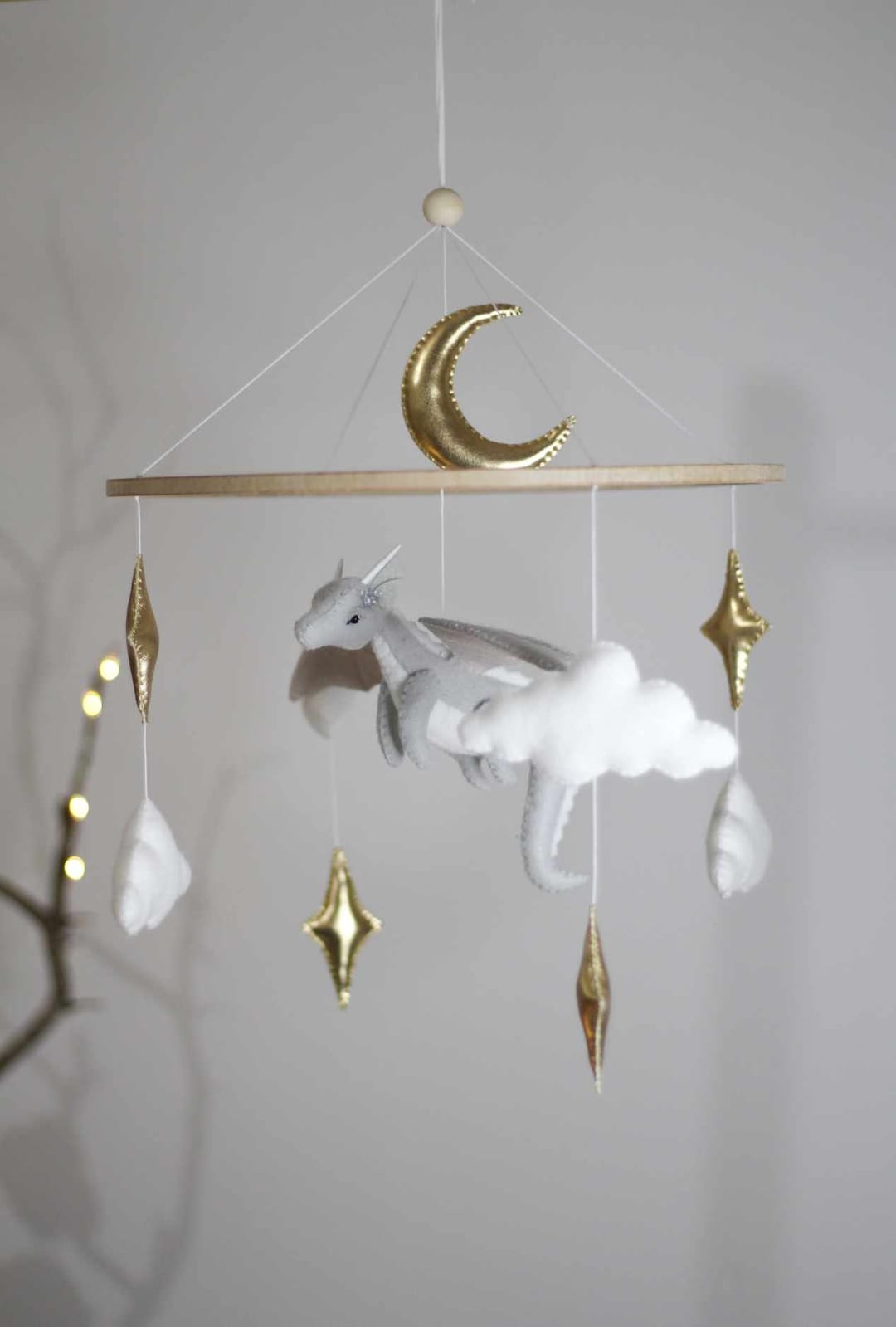 Neutral Dragon Baby Mobile, Dragon Baby Mobile Under the Stars Perfect ...