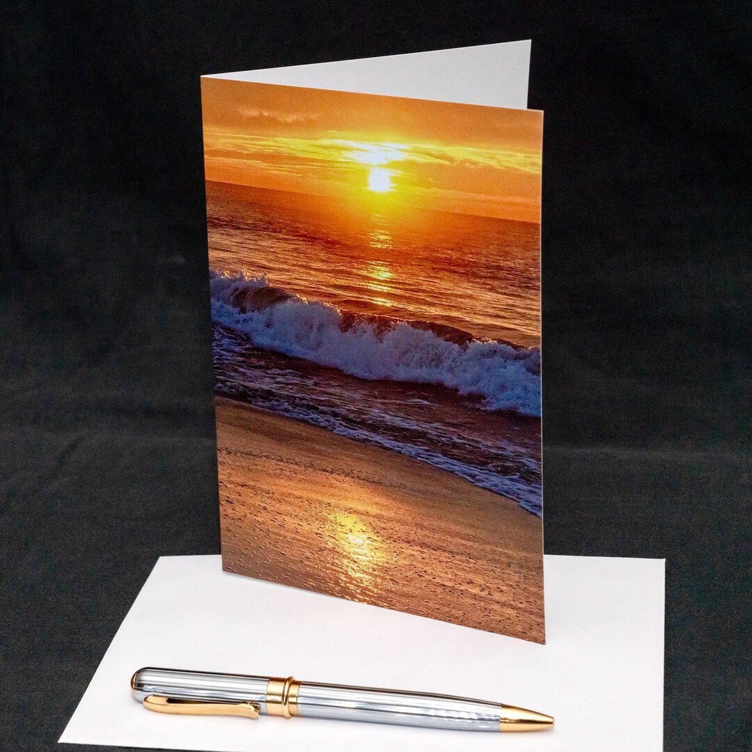 Sunrise Serenity Greeting Card | Ocean Waves Photography | Blank Inside ...