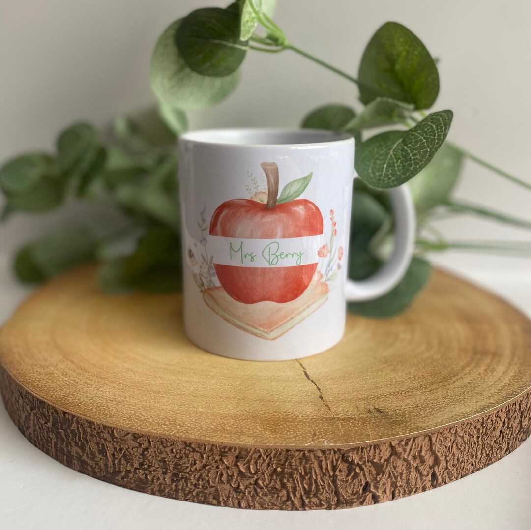 Personalised Teacher Thank You Gift, Apple Mug, Teacher Mug, End of ...