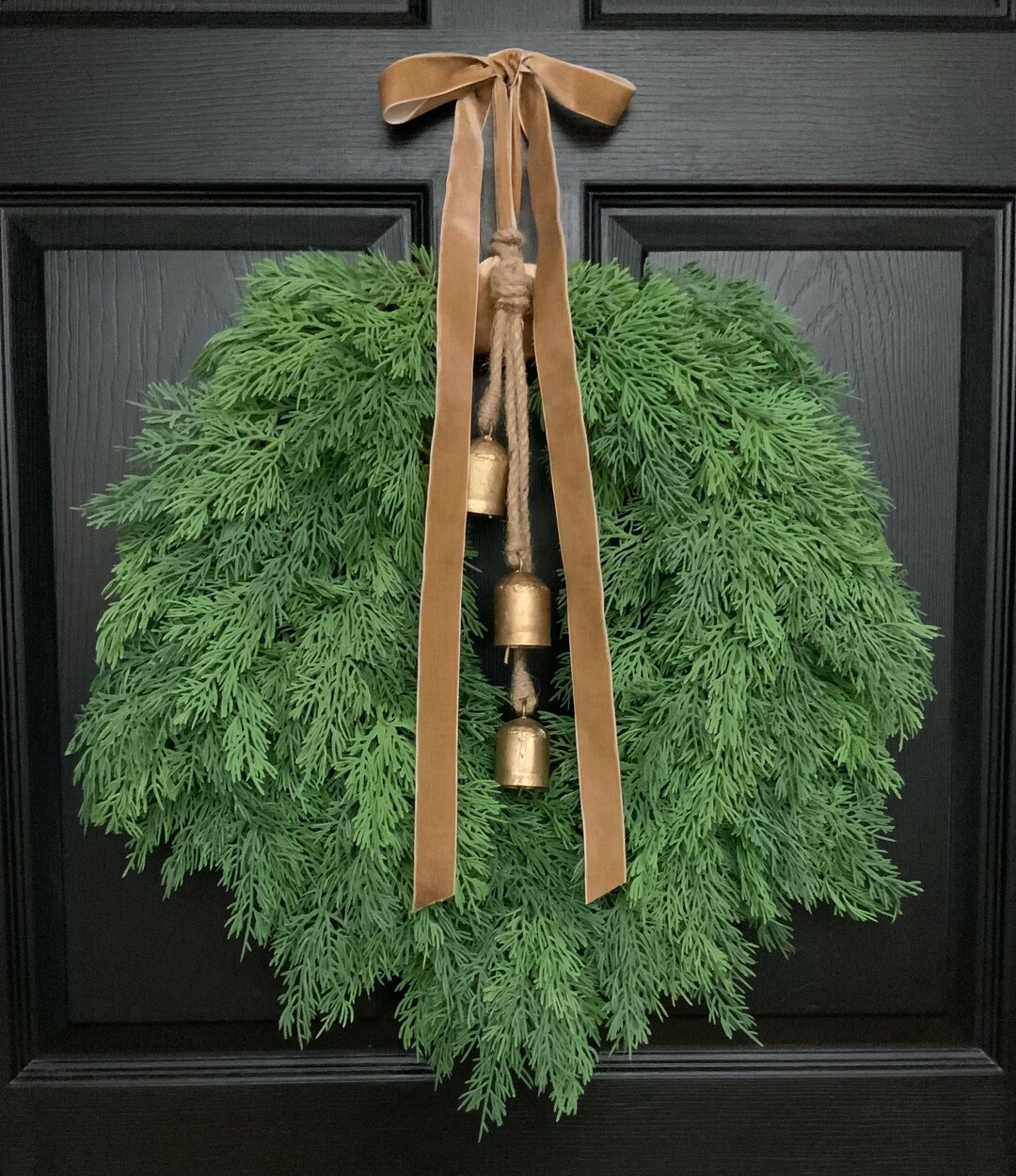 Evergreen Artificial Cedar Winter Wreath for Front Door With Velvet ...