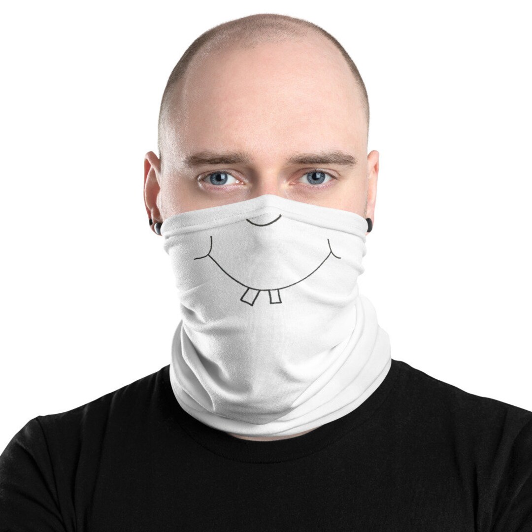 Face Mask / Smile With Buck Teeth Neck Gaiter in White, Funny Neck ...