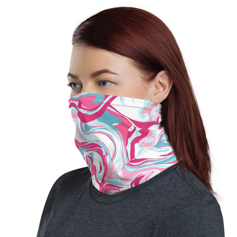 Face Mask / Pink Swirl Washable Fashion Cloth Neck Gaiter Face Covering ...