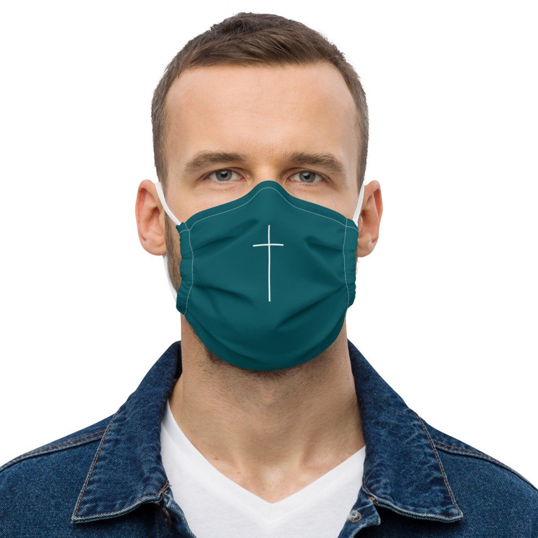 Teal Cross Face Mask, Christian Cross Face Mask - Etsy