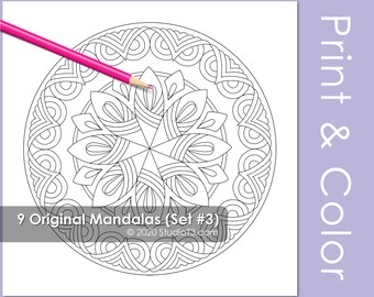 Mandala Coloring Pages // Art Therapy // Adult Coloring Pages // Set #8 ...