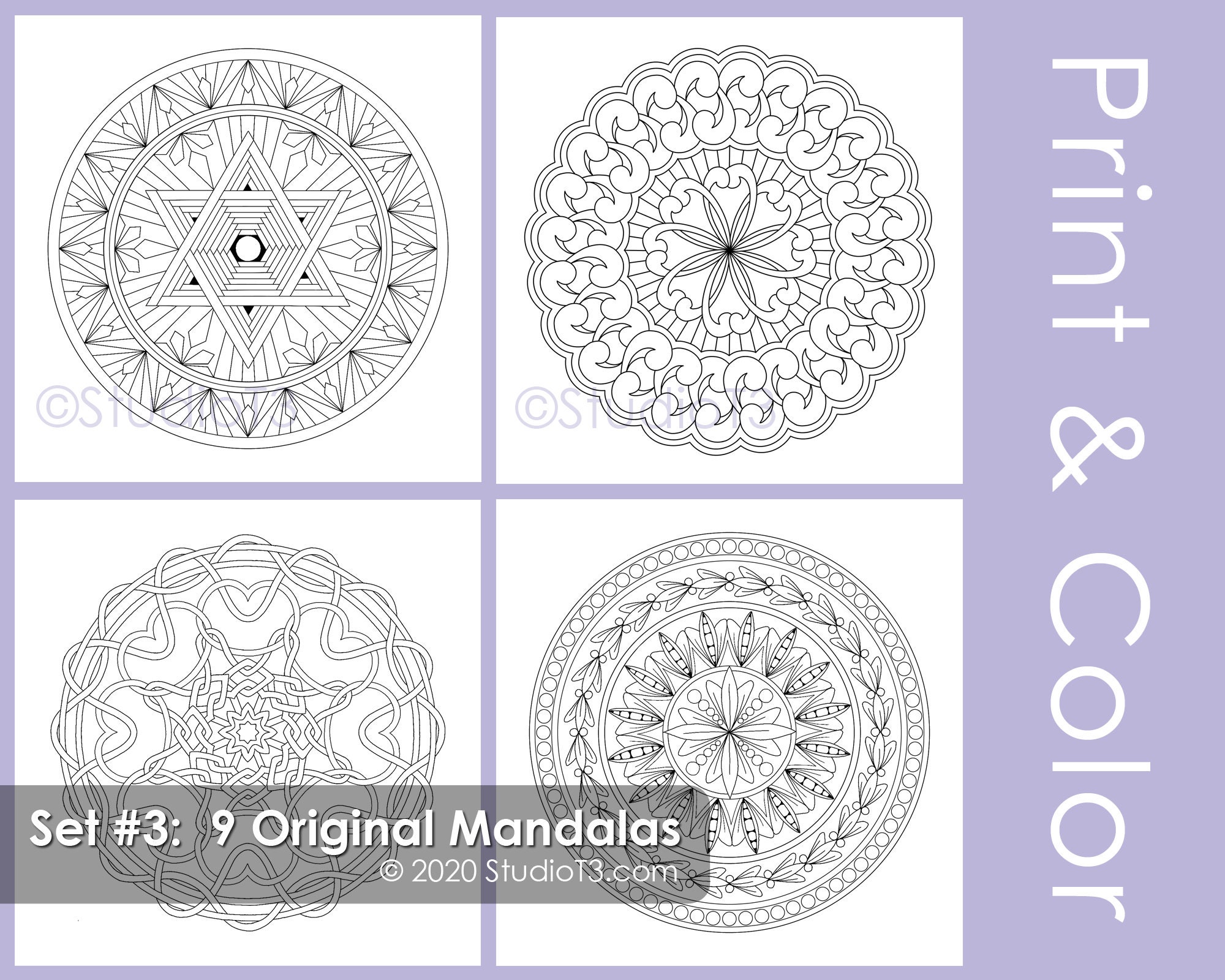 Mandala Coloring Pages // Art Therapy // Adult Coloring Pages // Set #3 ...