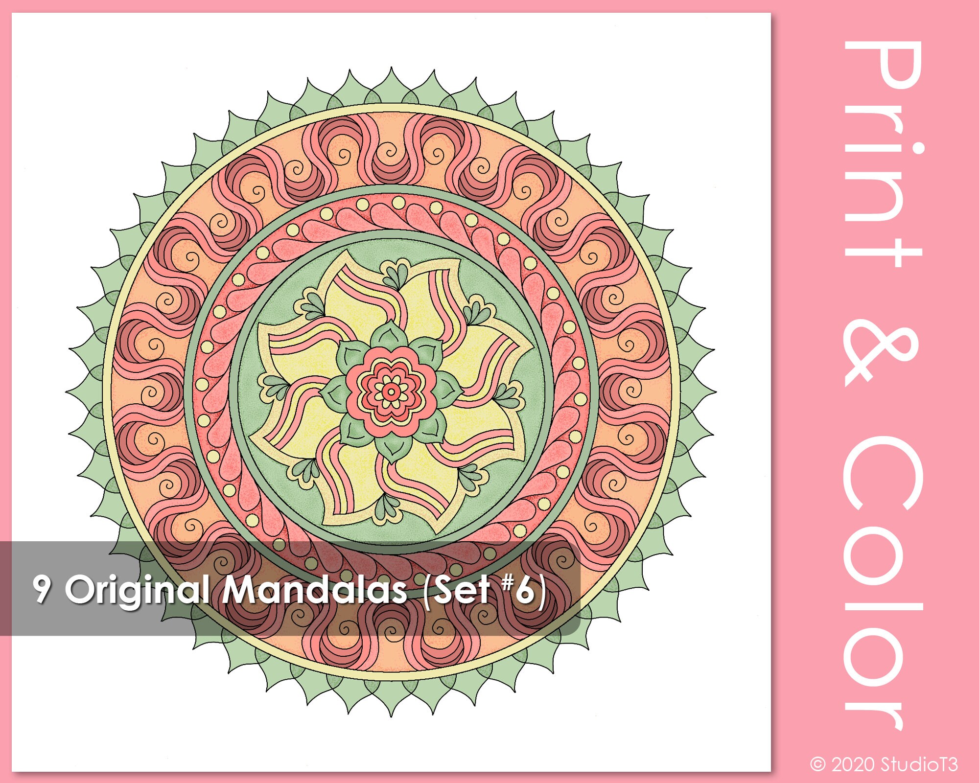 Mandala Coloring Pages // Art Therapy // Adult Coloring Pages // Set #6 ...