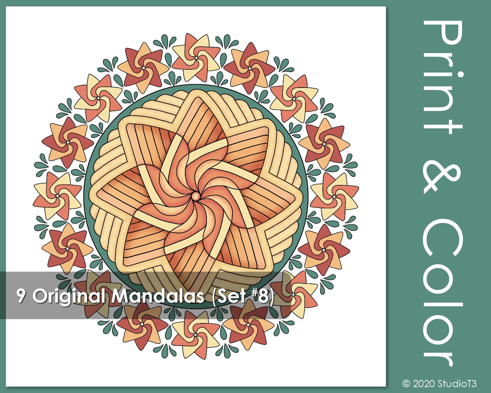 Mandala Coloring Pages // Art Therapy // Adult Coloring Pages // Set #8 ...