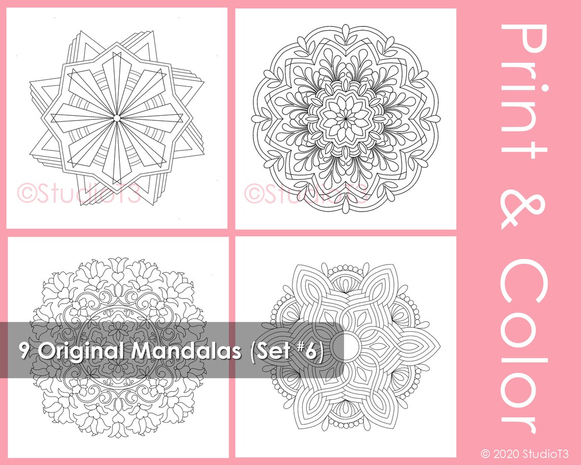 Mandala Coloring Pages // Art Therapy // Adult Coloring Pages // Set 6 ...