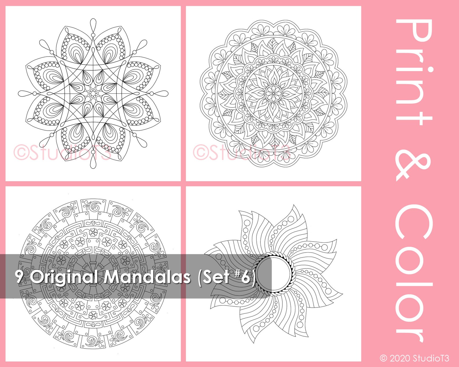 Mandala Coloring Pages // Art Therapy // Adult Coloring Pages // Set 6 ...