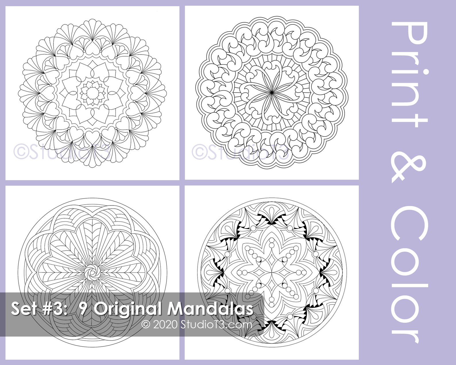 Mandala Coloring Pages // Art Therapy // Adult Coloring Pages // Set #3 ...